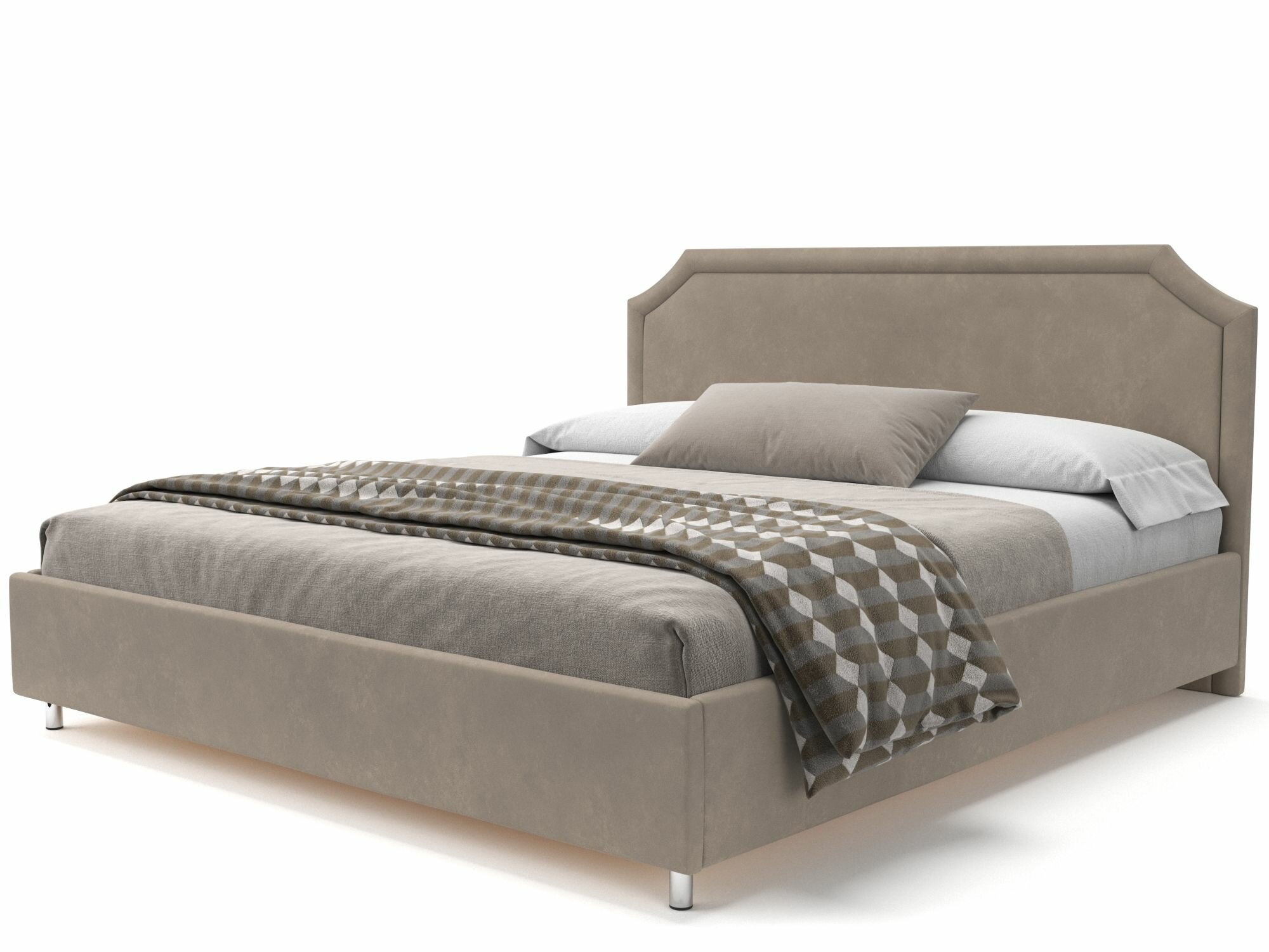 Кровать двуспальная 140х200 Soft Element Кайла Stone, с подъемным механизмом, с ящиками, велюр, фиолетовый, на ножках