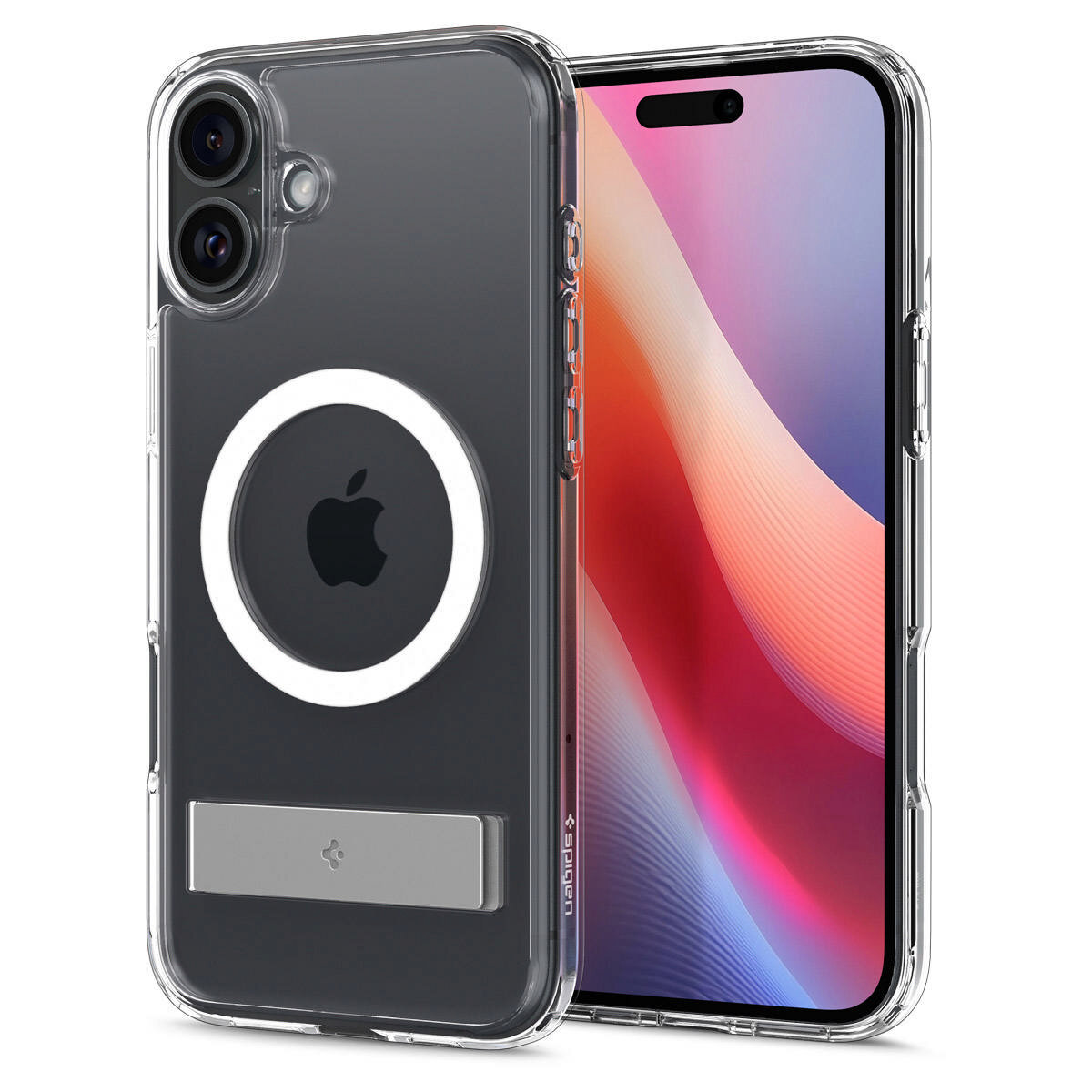 Чехол-подставка Spigen на iPhone 16 Plus (ACS08082) Ultra Hybrid S MagSafe / Спиген Чехол-подставка для Айфон 16 Плюс Прозрачный