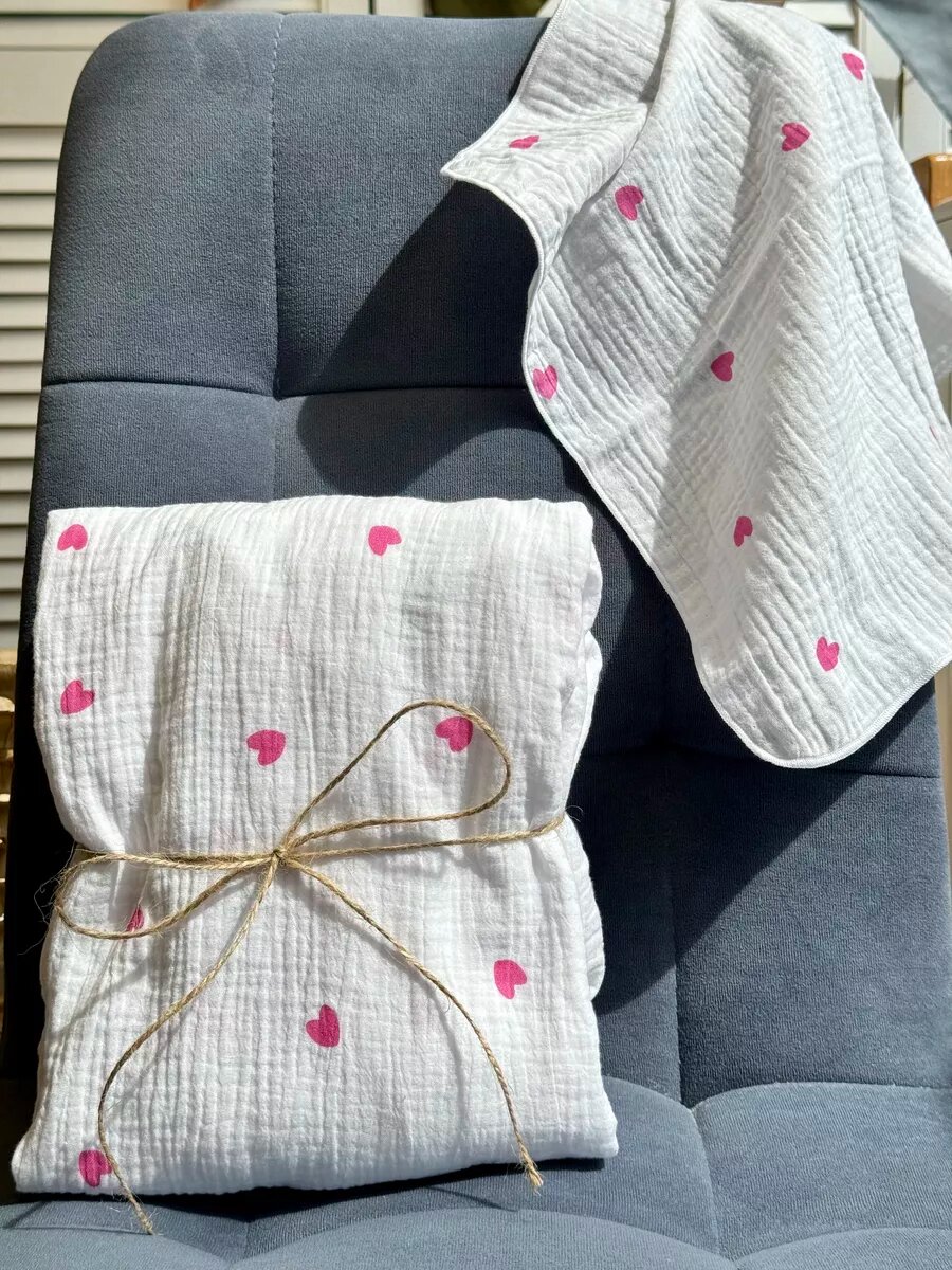 Простынь на резинке муслиновая 140х70