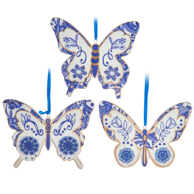 Елочная игрушка Бабочка Blue Gracia 10 см, подвеска, Kurts Adler (Куртс Адлер), J7462-1