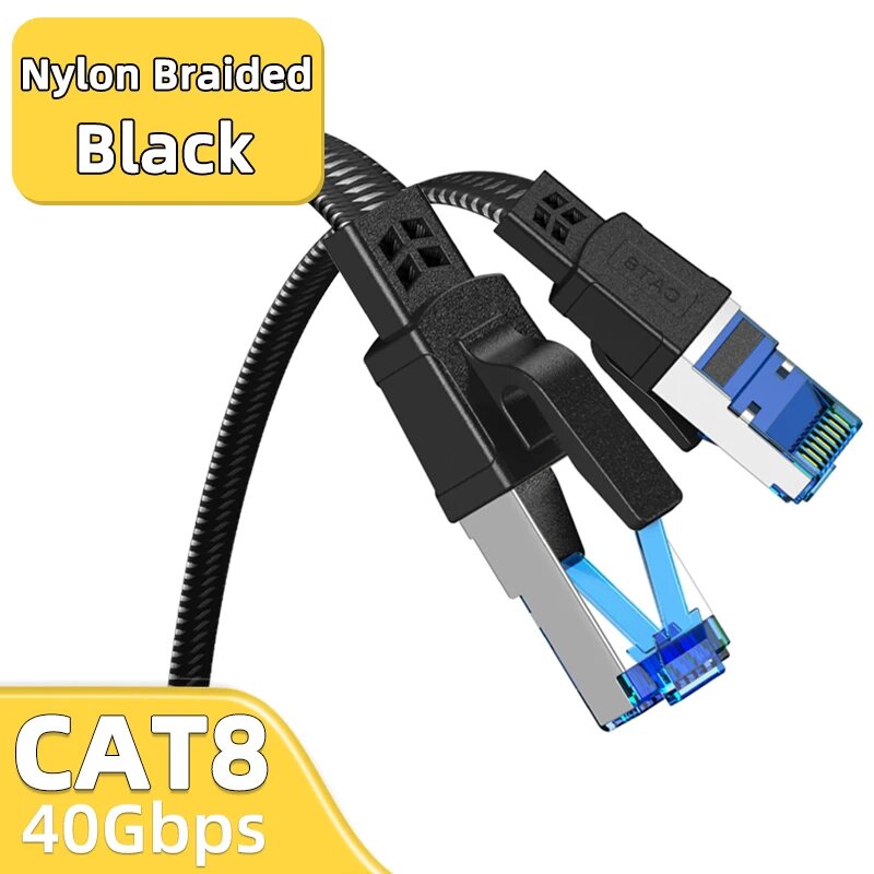 Ethernet кабель Cat8 40 Гбит/с Nylon Braided CAT8 FLAT-Blue, 15m