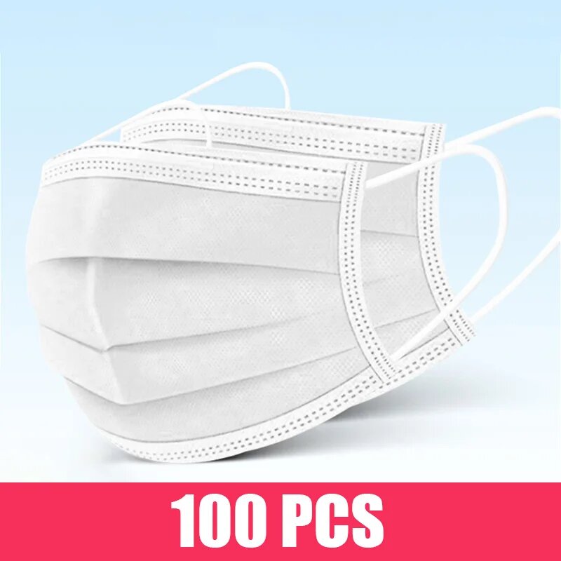 Одноразовые медицинские маски UTMDJY 3 слоя 100pcs-White