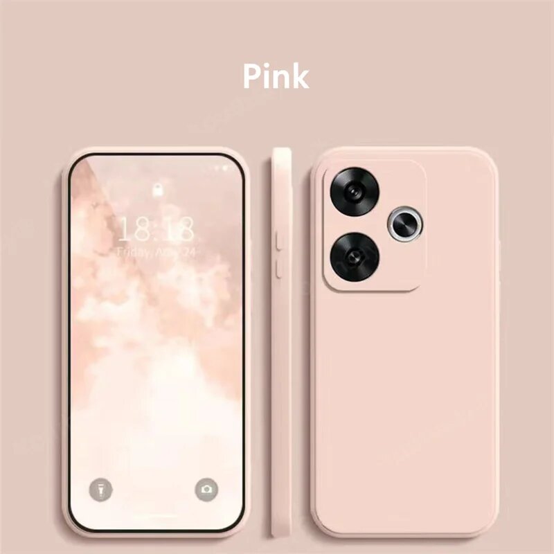 Жидкий силиконовый чехол для Poco F6 для Xiaomi Poco F6, чехол Fundas Coque, мягкий защитный чехол из ТПУ для камеры, чехол для телефона Poco F6 F5 Pro Розовый, Pink, For Poco F5