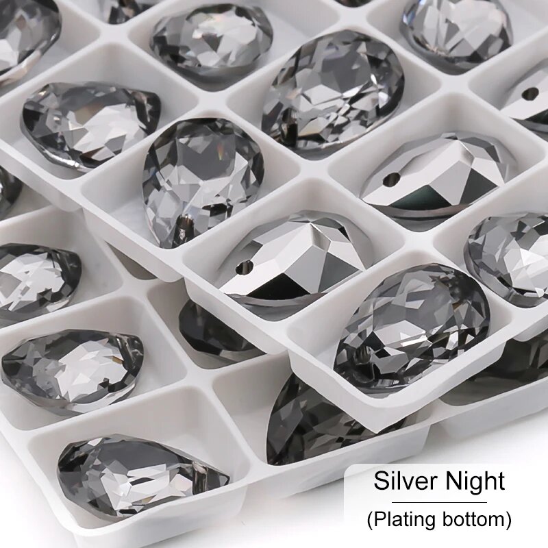 Стразы Silver Night 6x9mm, 10шт, серебряные