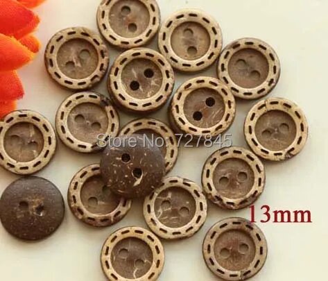Кокосовые пуговицы 15mm, 50 шт.