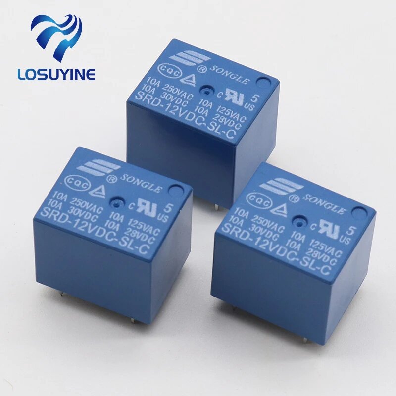 5 шт, реле мощности переменного тока, 12 В постоянного тока, 10 А, 250 В