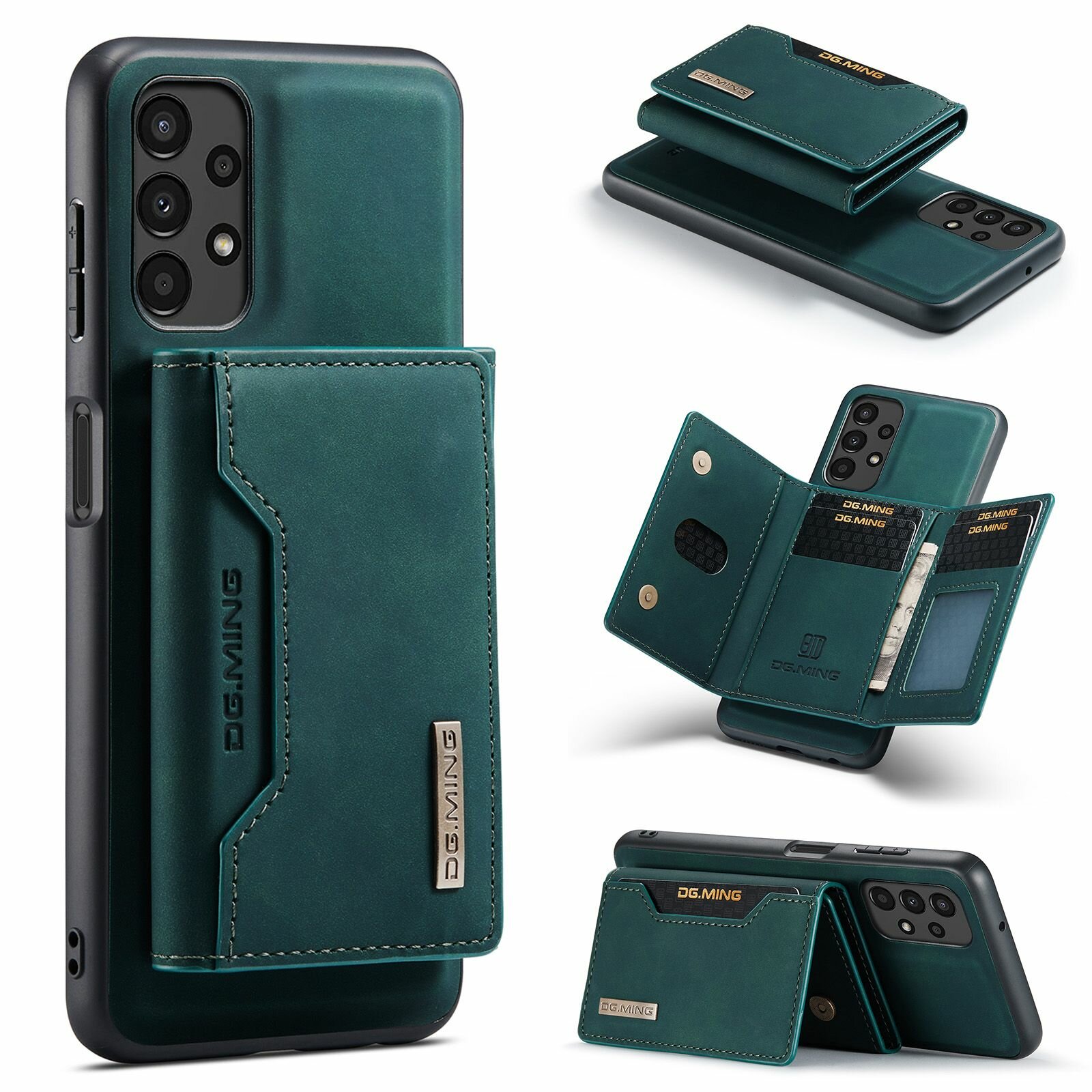 DG.MING Mагнитный кожаный чехол для Samsung Galaxy A13 4G / Самсунг A13 4G , держатель магнитной карты, 2-в-1 чехол из спилка