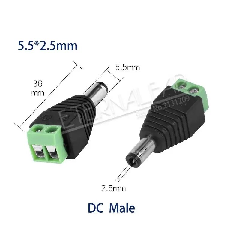 Eternalfar Welding Free DC разъем адаптер 5.5x2.1 мм 2.5 мм 2 штуки 5pieces-lot, DC Male 2.5mm