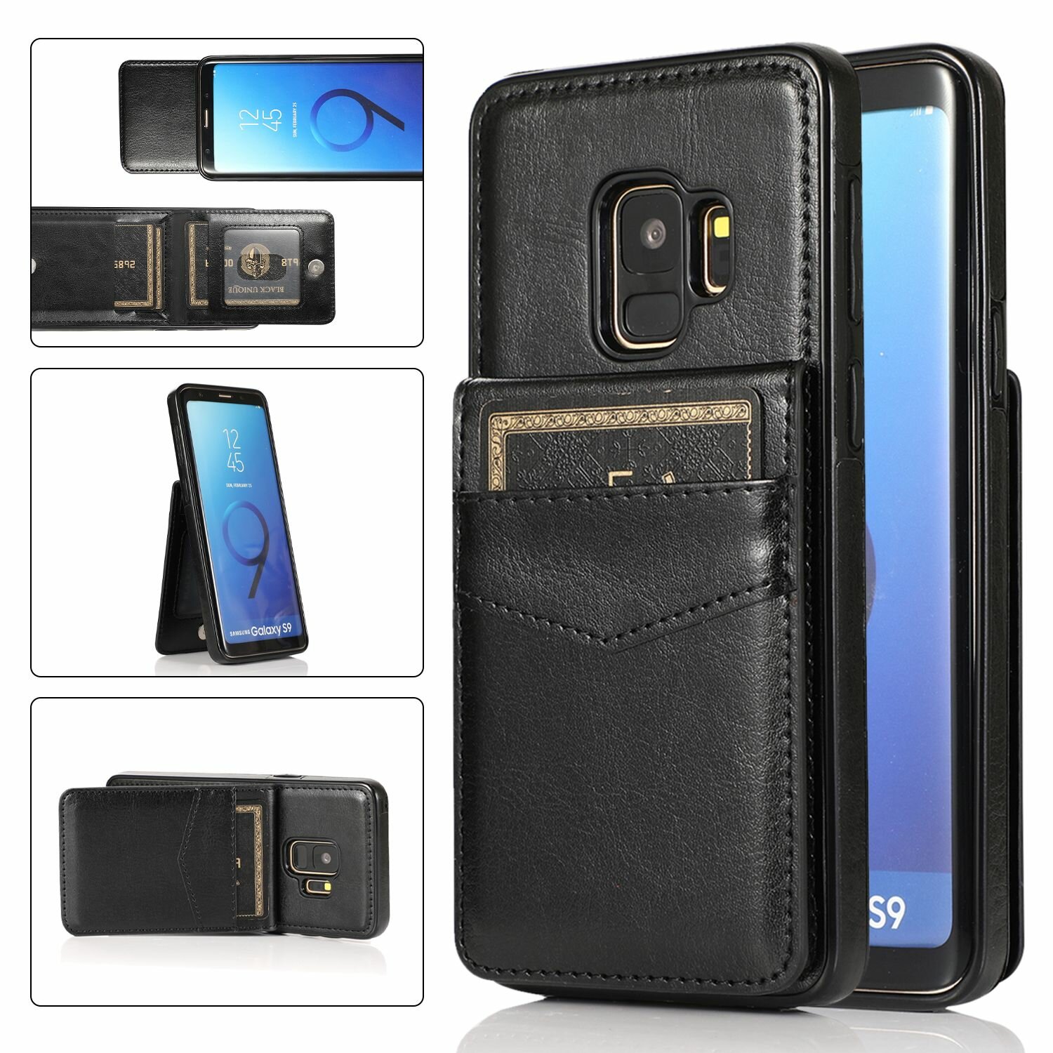 Одноцветный чехол с подставкой для Samsung Galaxy S9 , кожаный чехол