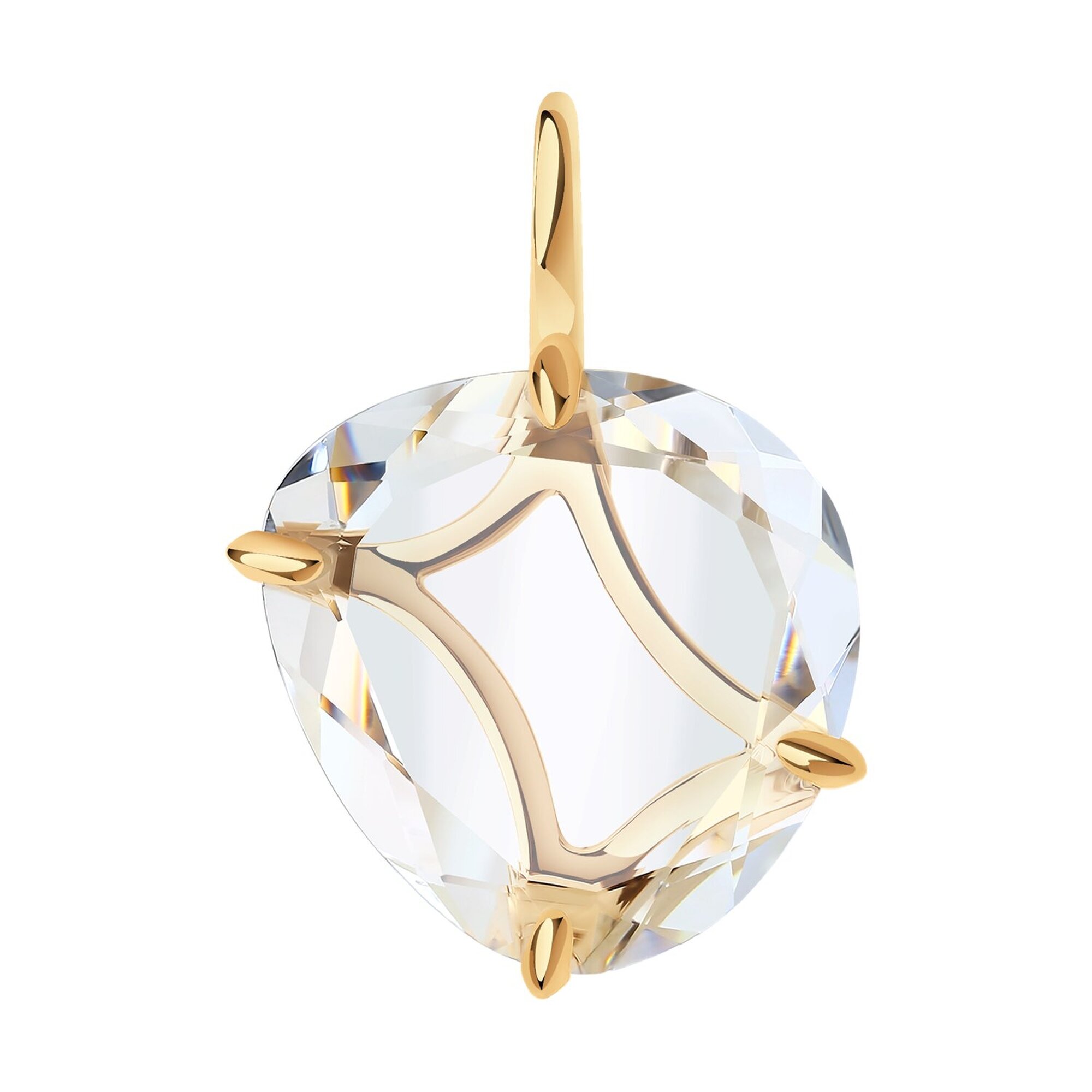 Подвеска, красное золото, 585 проба, горный хрусталь