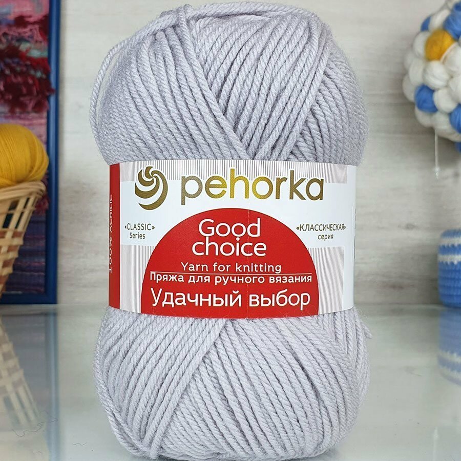 Пряжа Пехорка удачный выбор 08 св. серый (5 мотков)