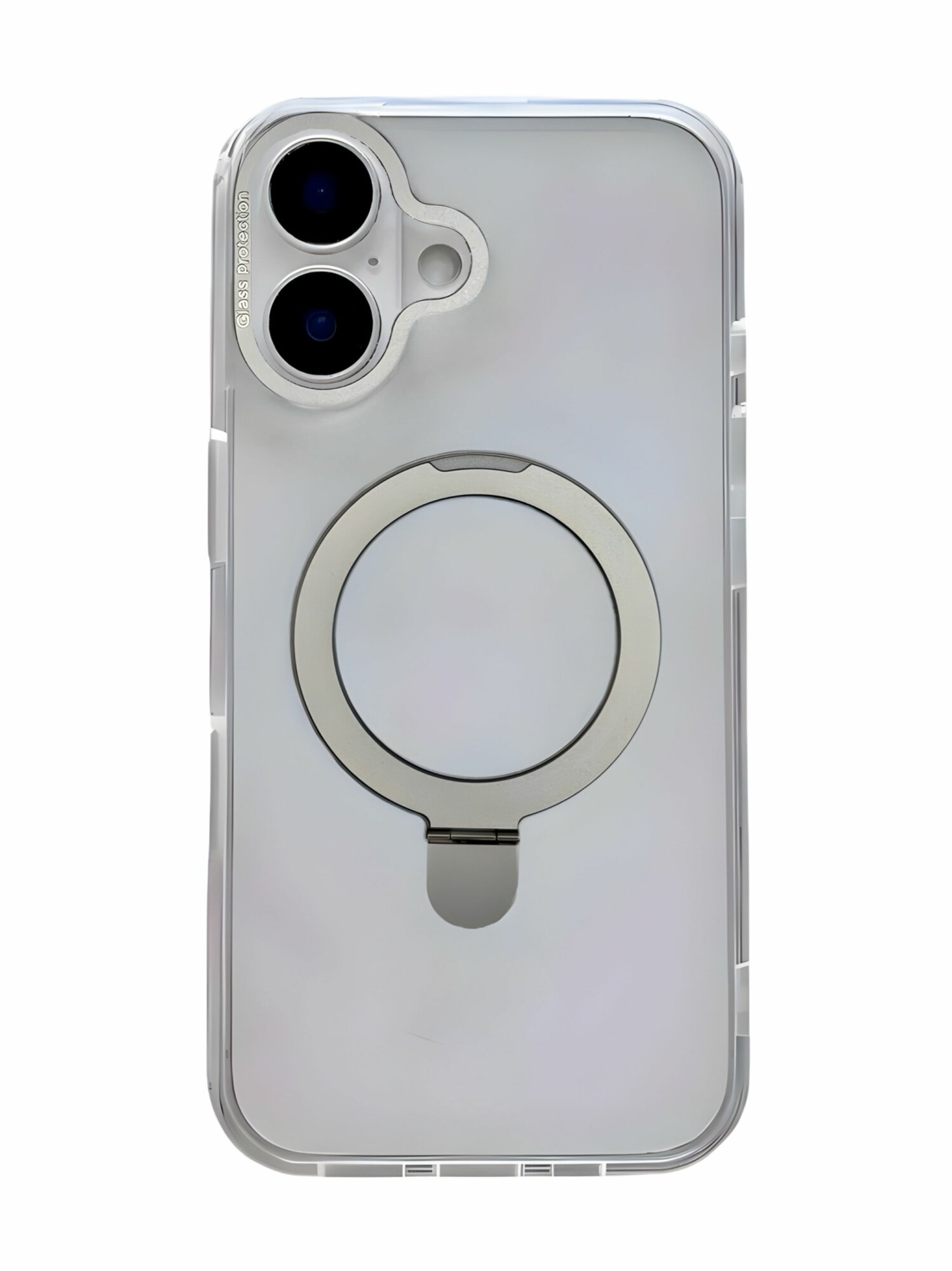 Чехол-накладка Comma Clear Series Metal Anti-Shock Magnetic Case with Bracket для iPhone 16 Plus, прозрачный