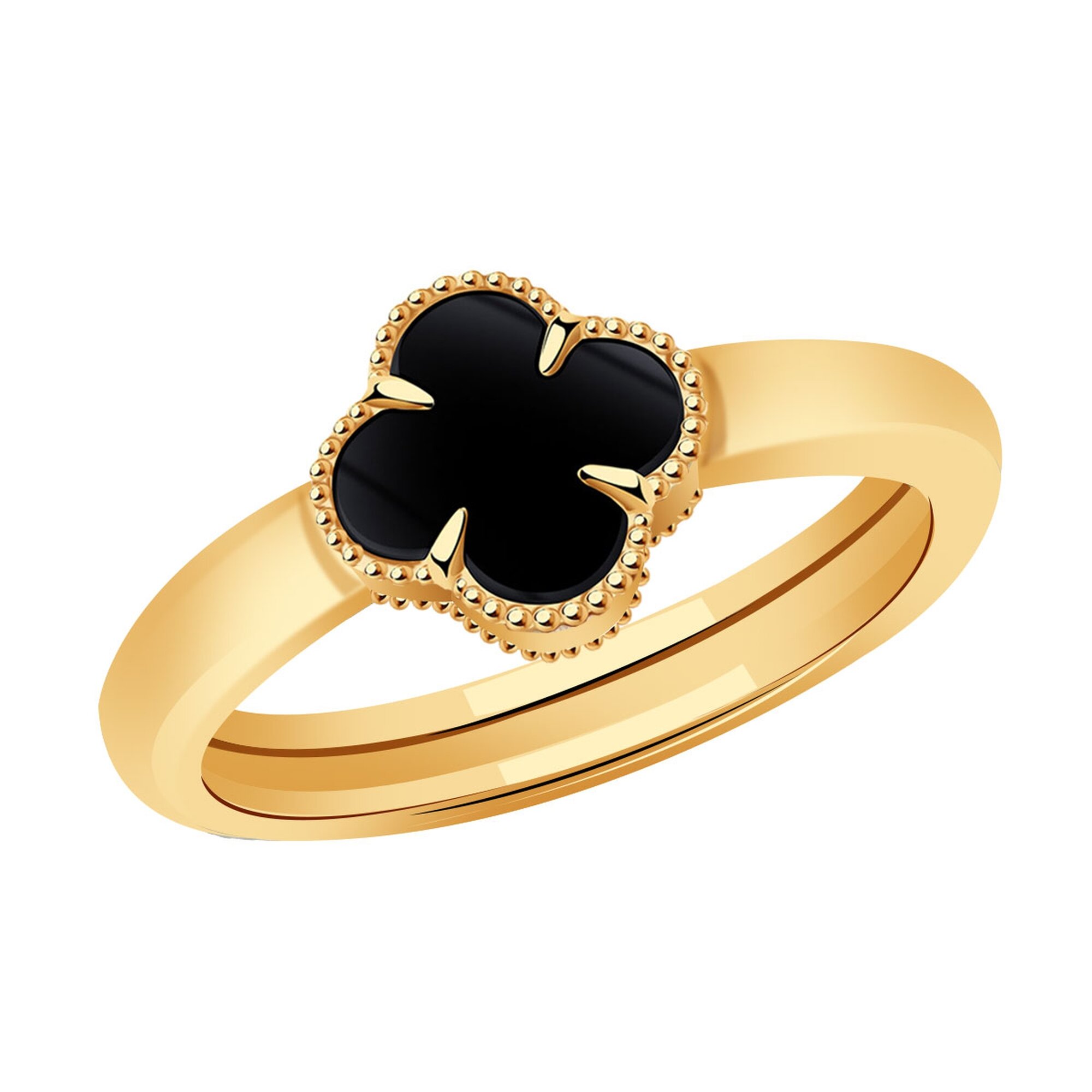 Кольцо, красное золото, 585 проба, оникс