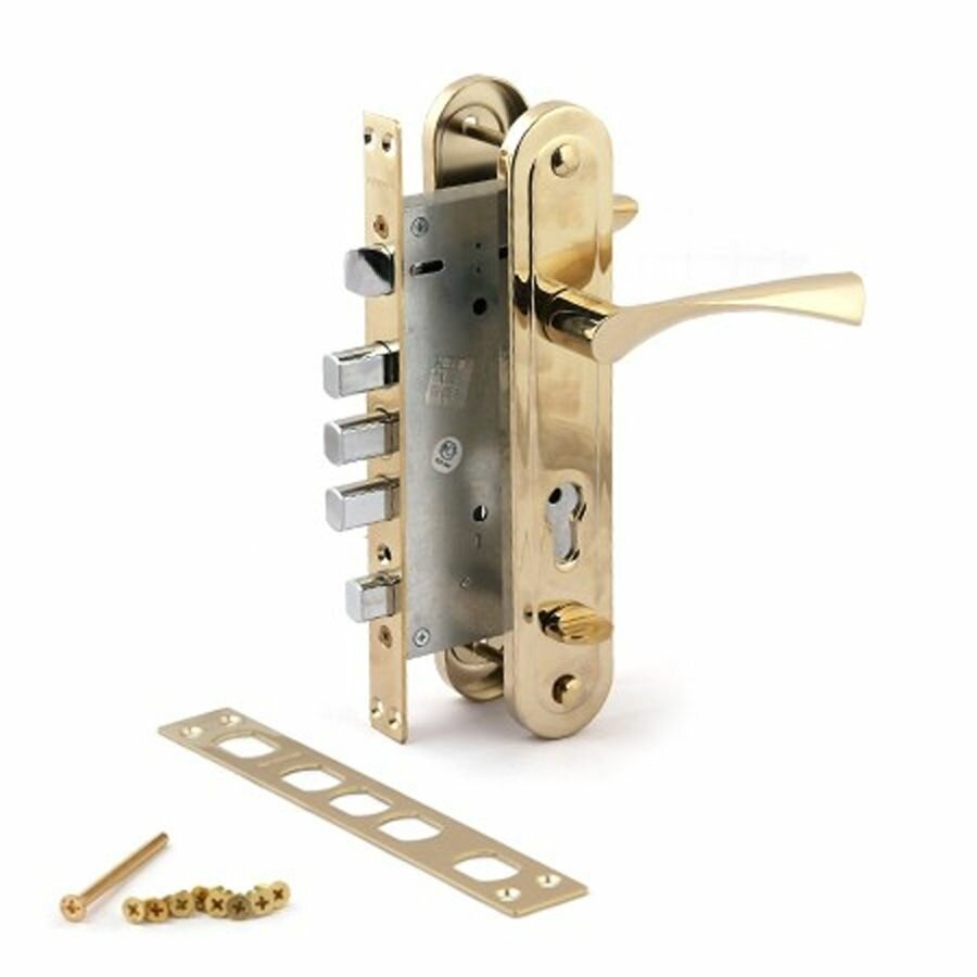 Замок врезной для металлических дверей Apecs T-0523-C-G-L (золото)