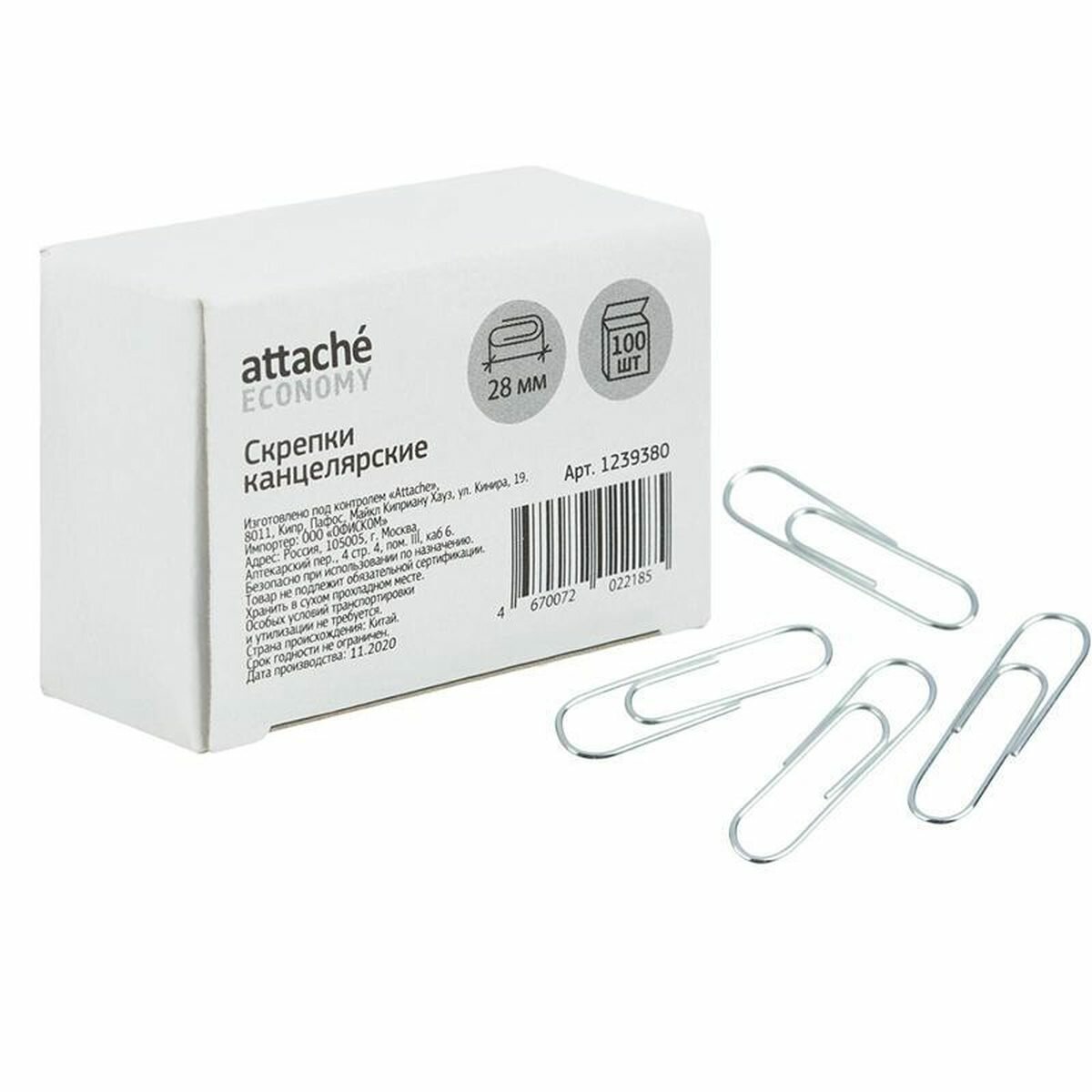 Скрепки Attache Economy (28мм, стальные) 100шт, 10 уп.