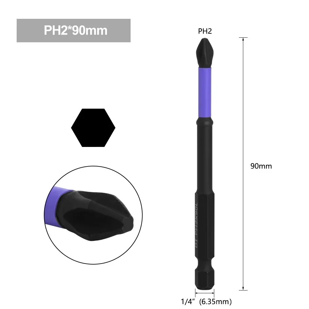 Магнитные ударные отверточные биты ANENG D1 PH2 90mm