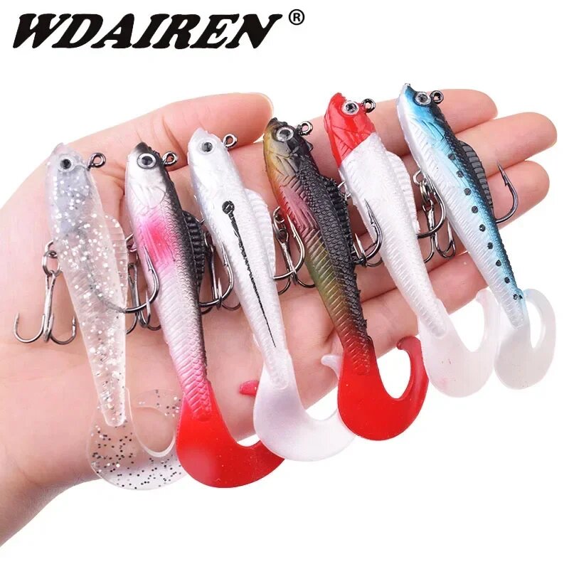 Набор мягких приманок WDAIREN 6 шт, 85 мм, 8,5 г 6 Piece Mixed Colors