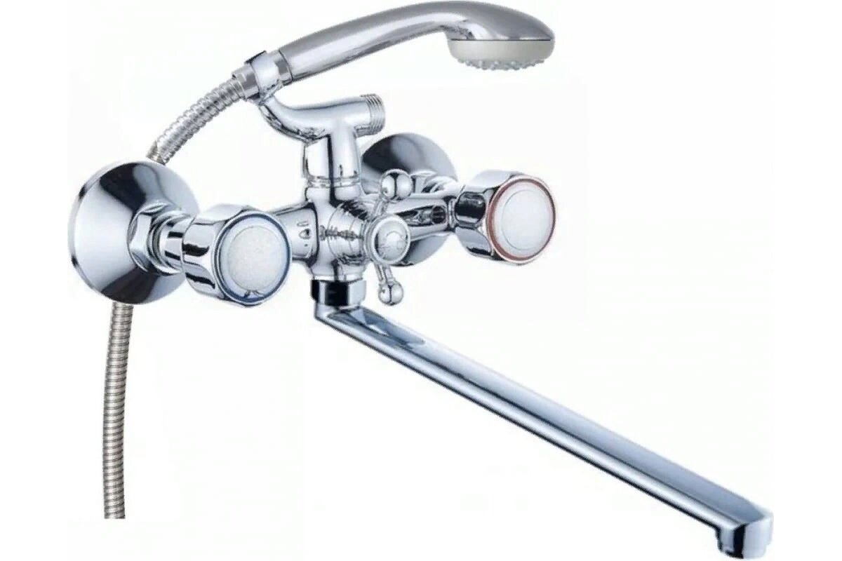 Смеситель ванна GOTA ROCIO двухвент. круг-керамика Orio хром излив плоский 350 мм 344810-GOTA