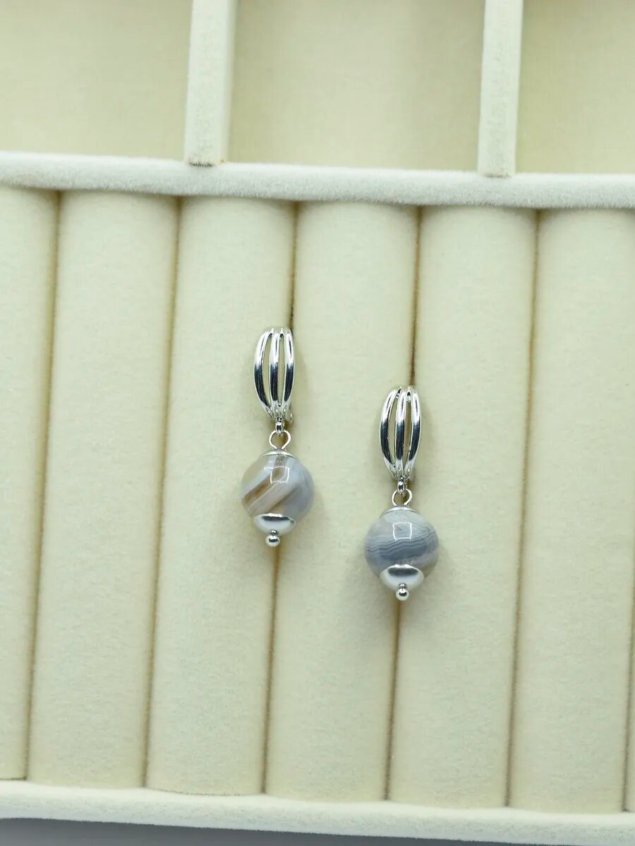 Серьги, агат