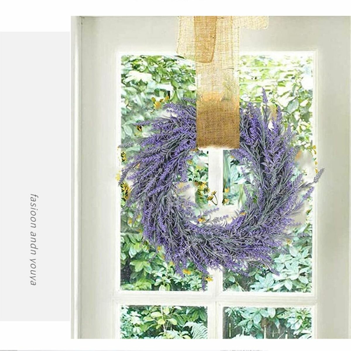 Искусственный венок из цветов ручной работы с маргаритками, лавандой и эвкалиптом для декора двери и интерьера