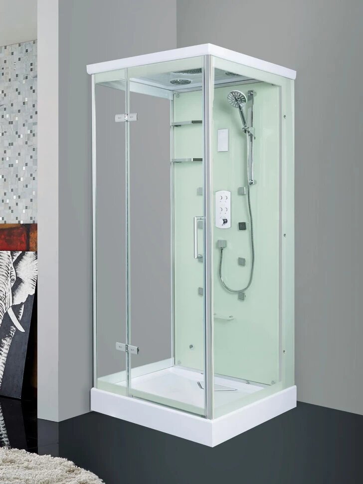 Душевая кабина WeltWasser Maine 10000001062 90x90x220 см L, с крышей, гидромассажем, низкий поддон, профиль хром, стекло прозрачное