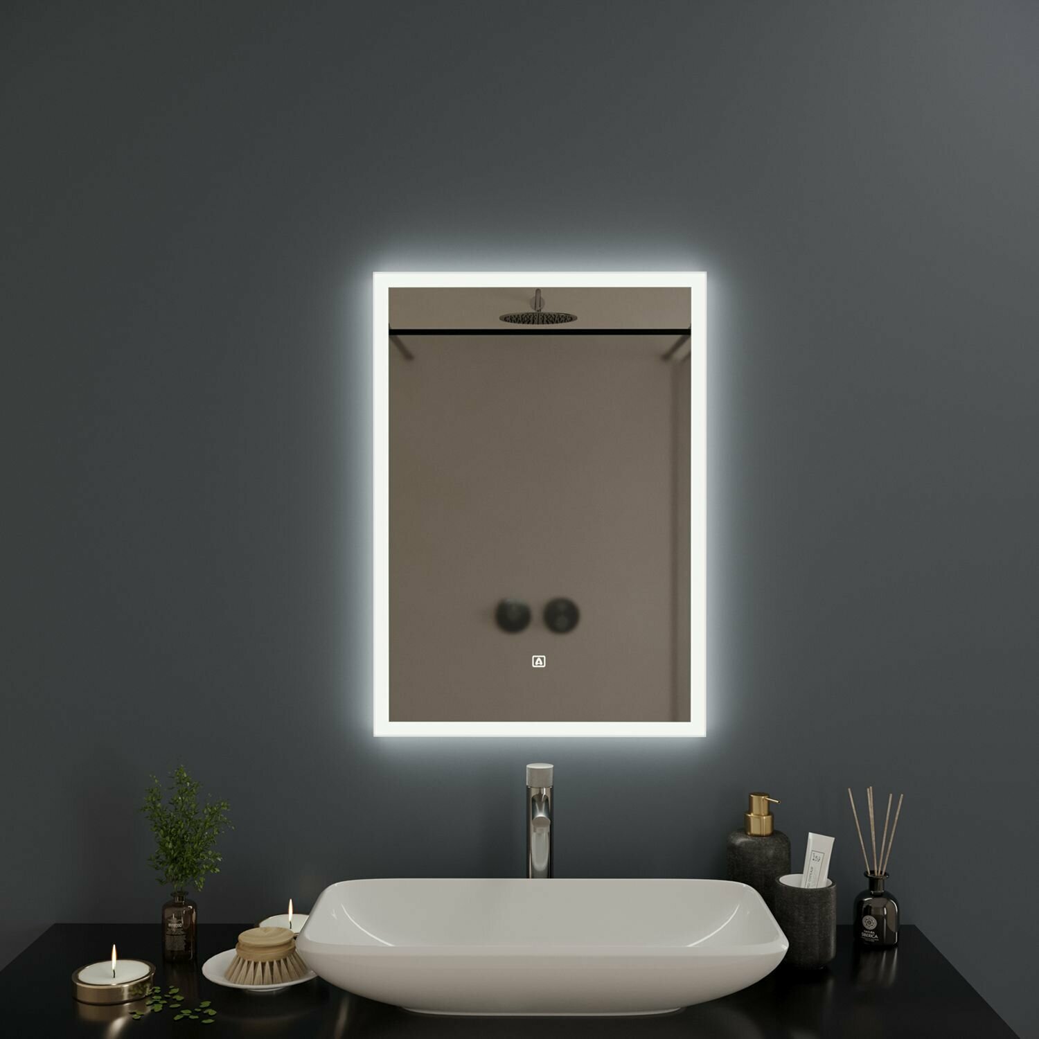 Зеркало настенное SIENA 50x70 с подсветкой , сенсорный выключатель / AQUA DE MARCO