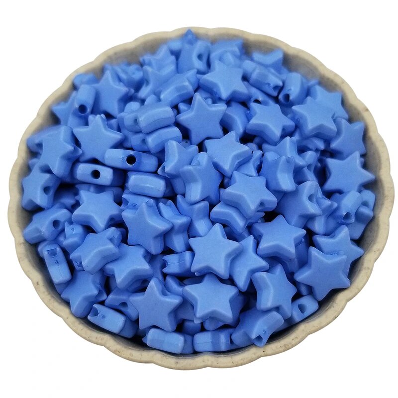 Аксессуары для рукоделия акриловые бусины звездочки разноцветные 9 мм 50 шт Синий, Light blue