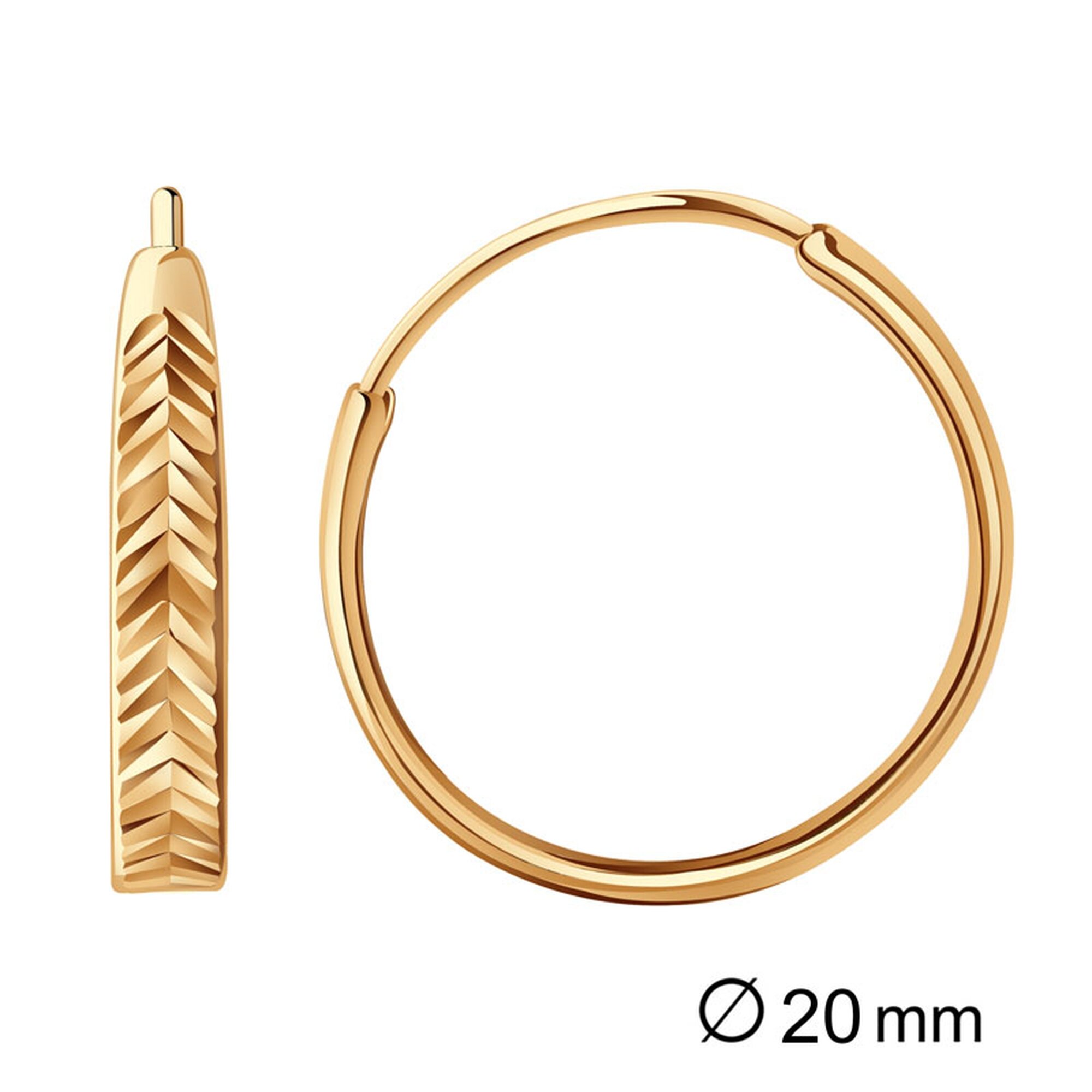 Серьги конго, красное золото, 585 проба