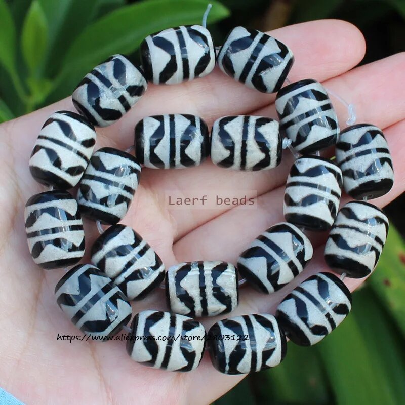 Бусины из агата дзи лаerf beads 12x16 мм