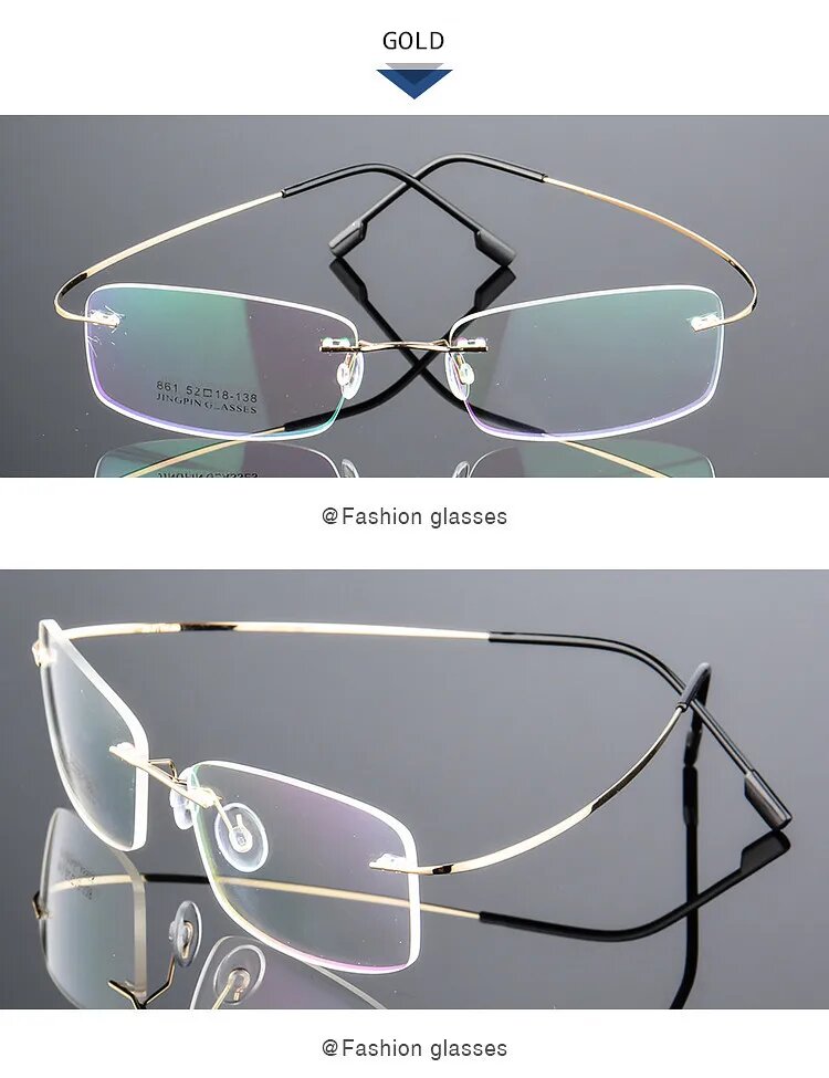 UVLAIK титановые безрамочные очки GOLD