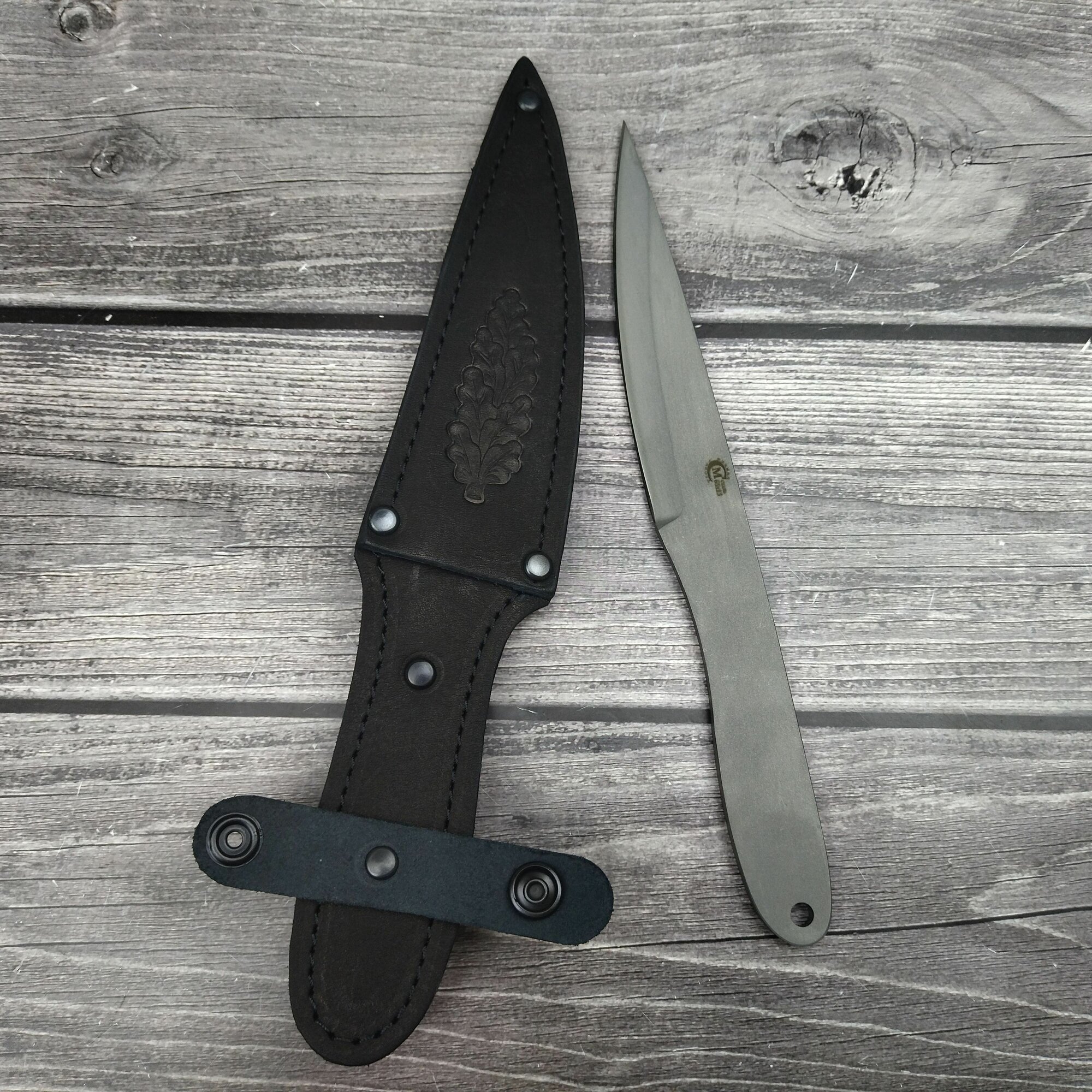 Нож Игла, сталь 65х13, цельнометаллический, ножны из натуральной кожи, Мастерская Семина