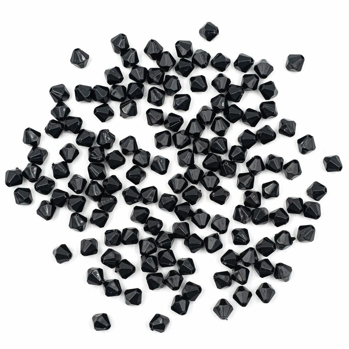 2017 Бусины пластиковые, акрил, прозрач. в цвете, граненый биконус, 8мм, 25гр, Astra&Craft (90 черный)