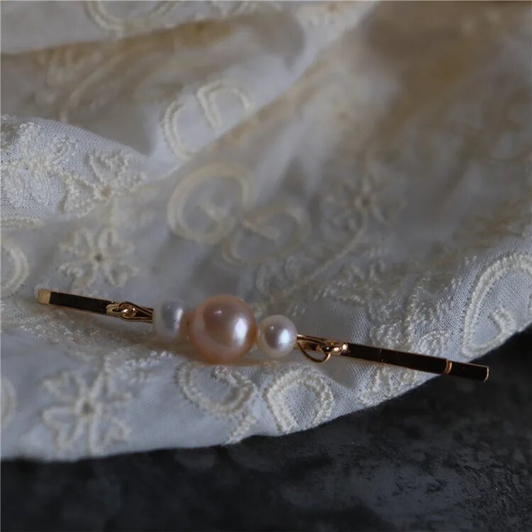 Заколка для волос с жемчугом, Orange Pink