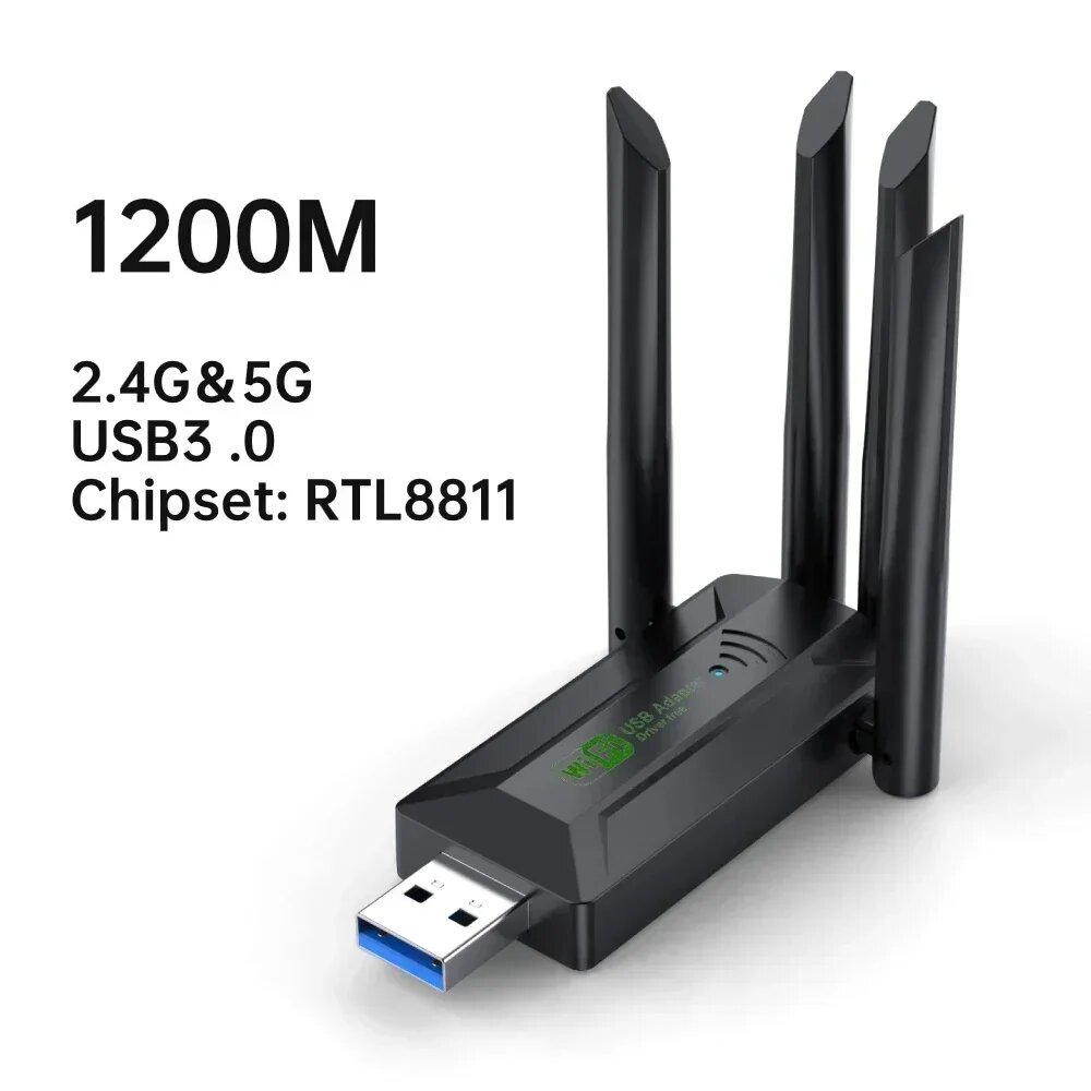 1300Mbps USB3.0 WiFi Adapter WiFi 5 Ethernet Network Card Dual Band 5G 2.4G USB WiFi Dongle for PC Laptop Receiver AC1300