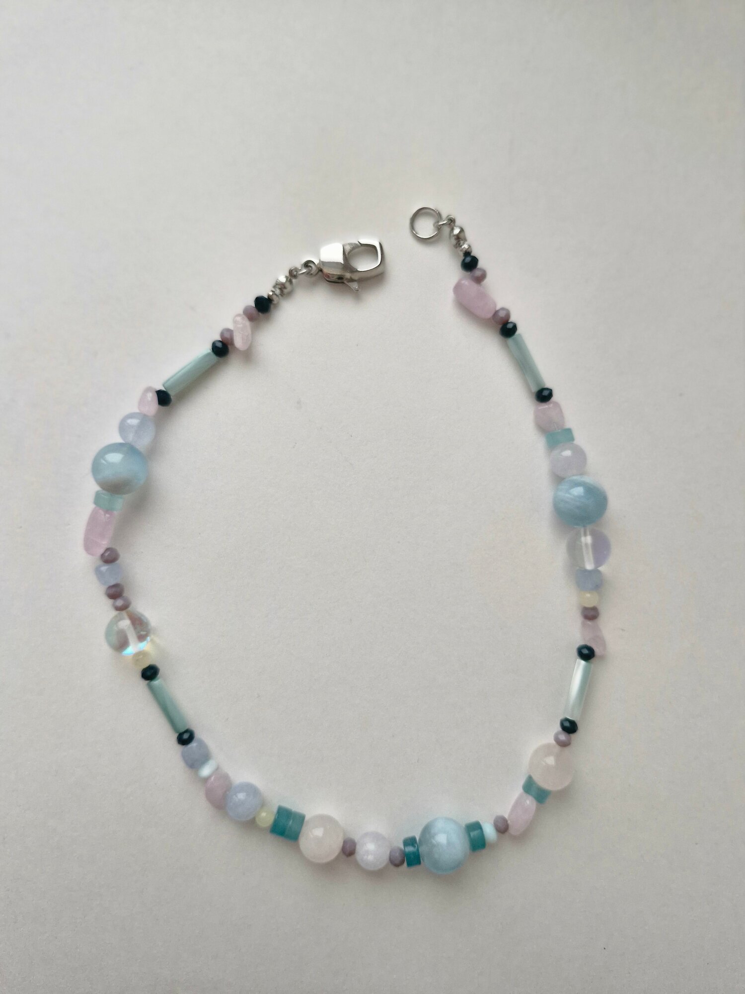 Колье ЛЕТО JEWELRY, опал, аквамарин, розовый кварц, перламутр, опал синтетический, шпинель