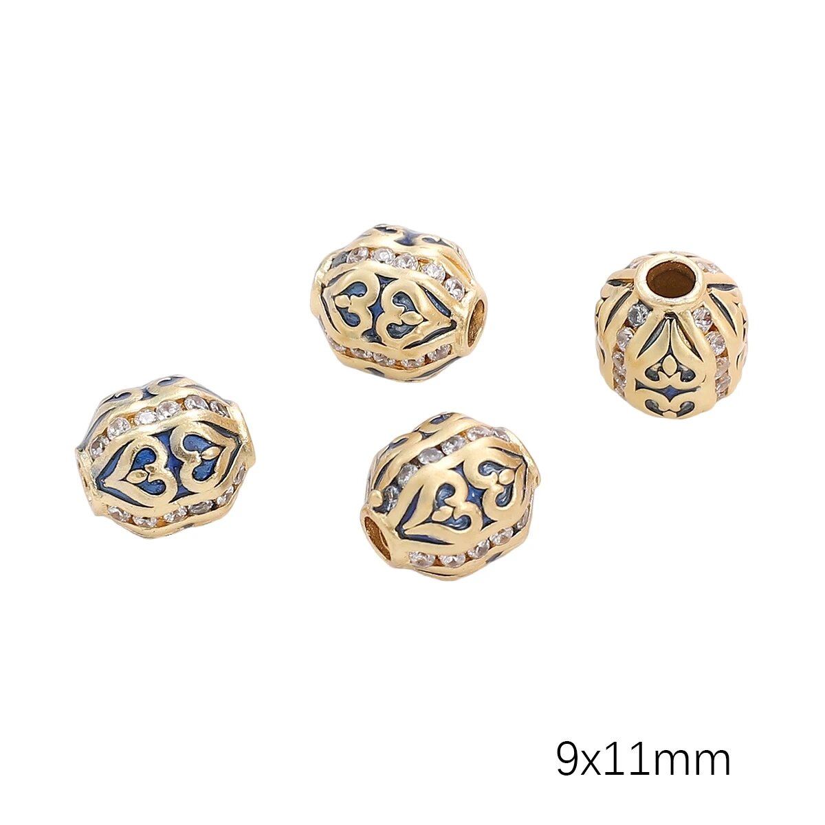 Медные резные бусины с кристаллами nc 13