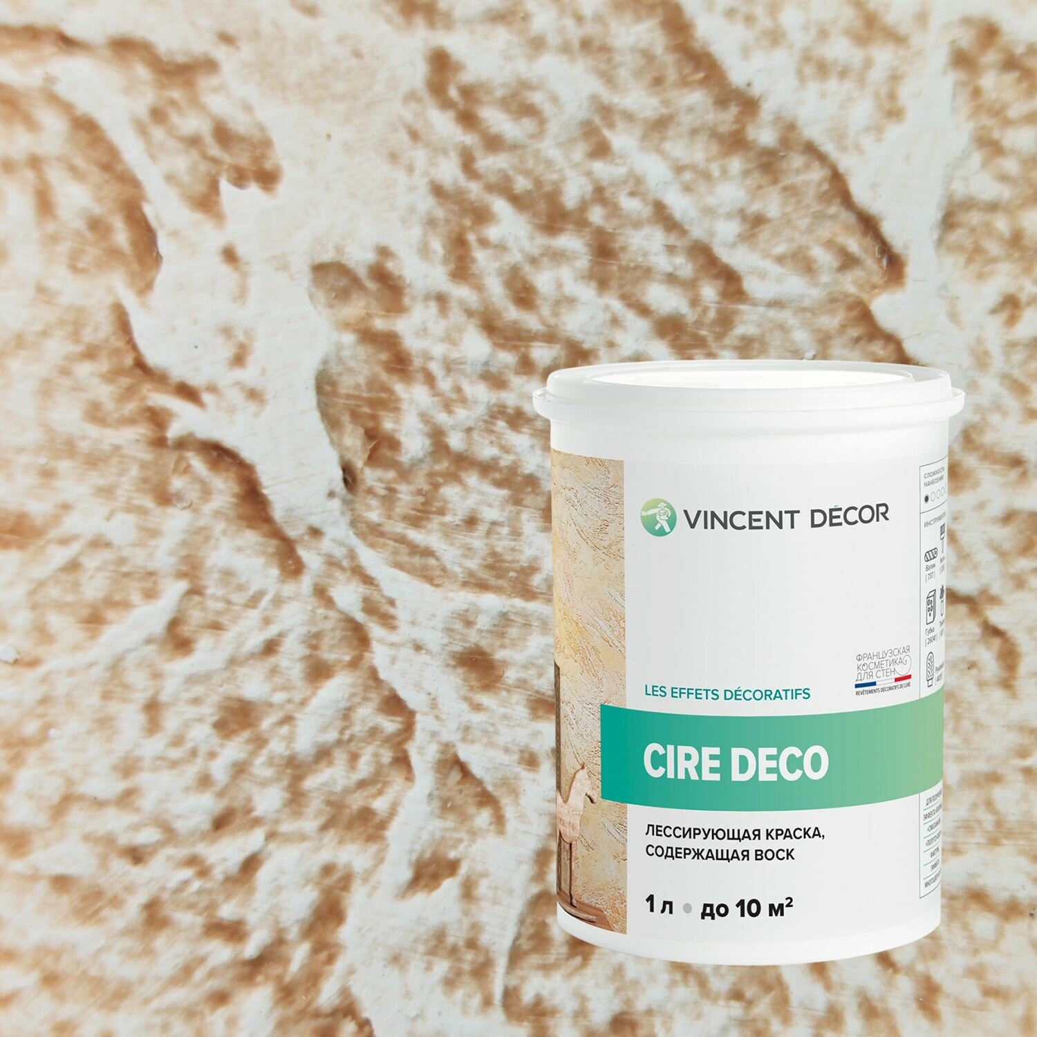 Краска декоративная лессирующая с воском Vincent Decor Cire Deco (1л) 51202