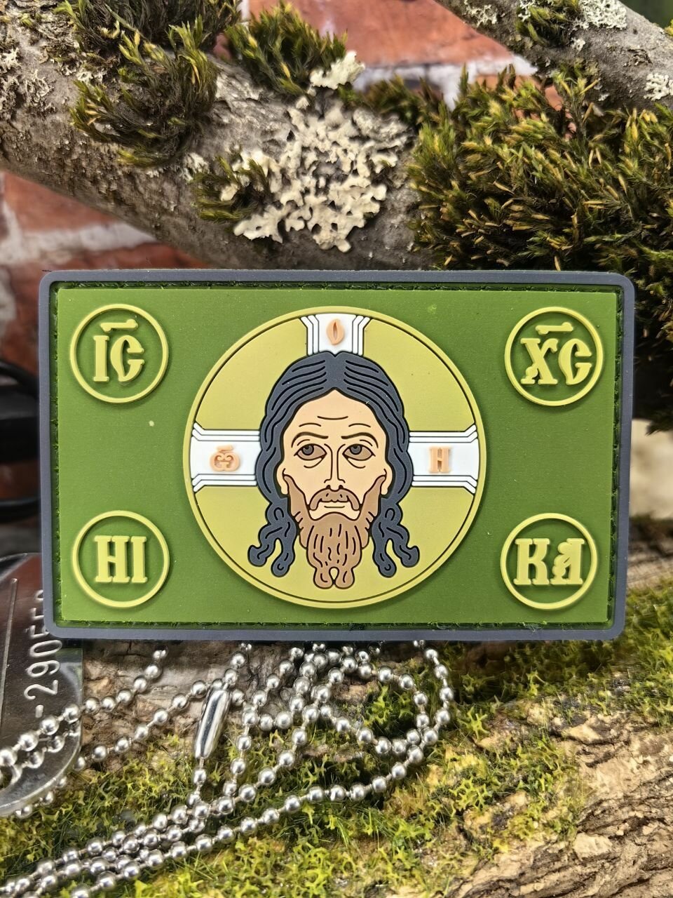 Нашивка-патч спаситель на липучке 8х5 олива