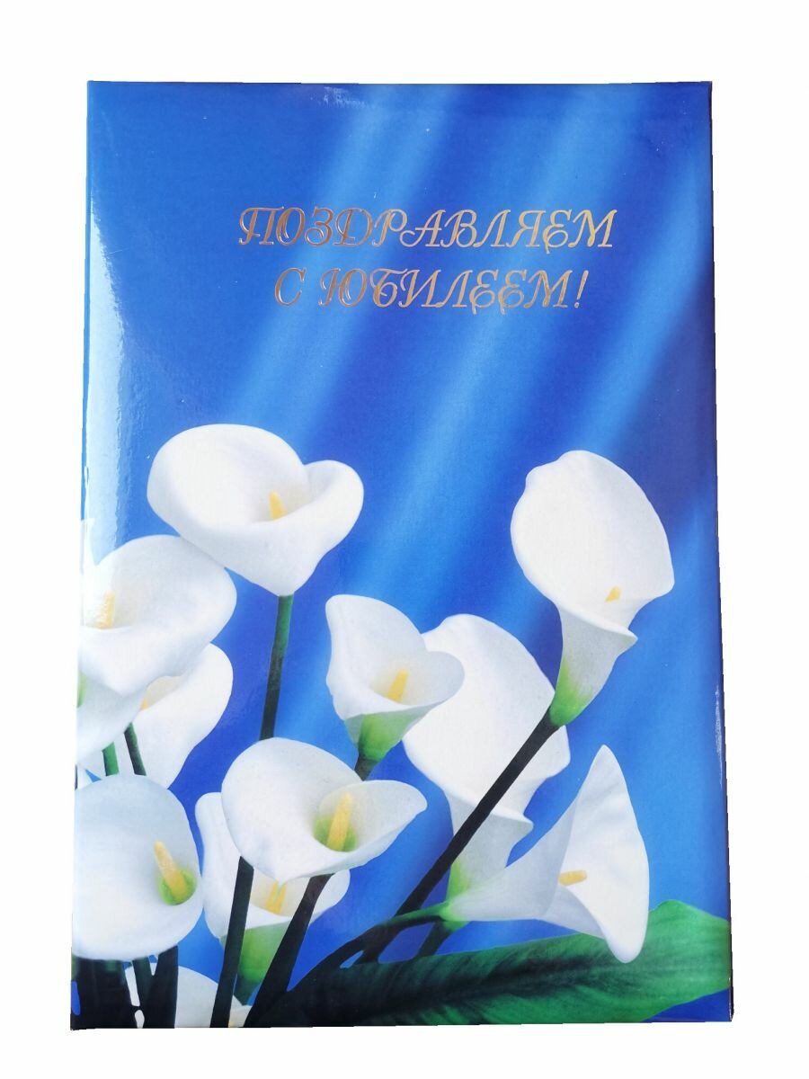 Папка адресная Ульяновский Дом печати цветная, "Поздравляем", лилии на синем (А4012/П)