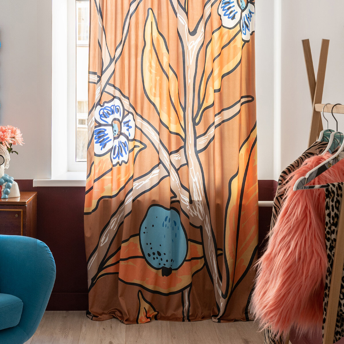 Штора готовая бархатная Iris 160x270 см Moroshka цвет Мультиколор