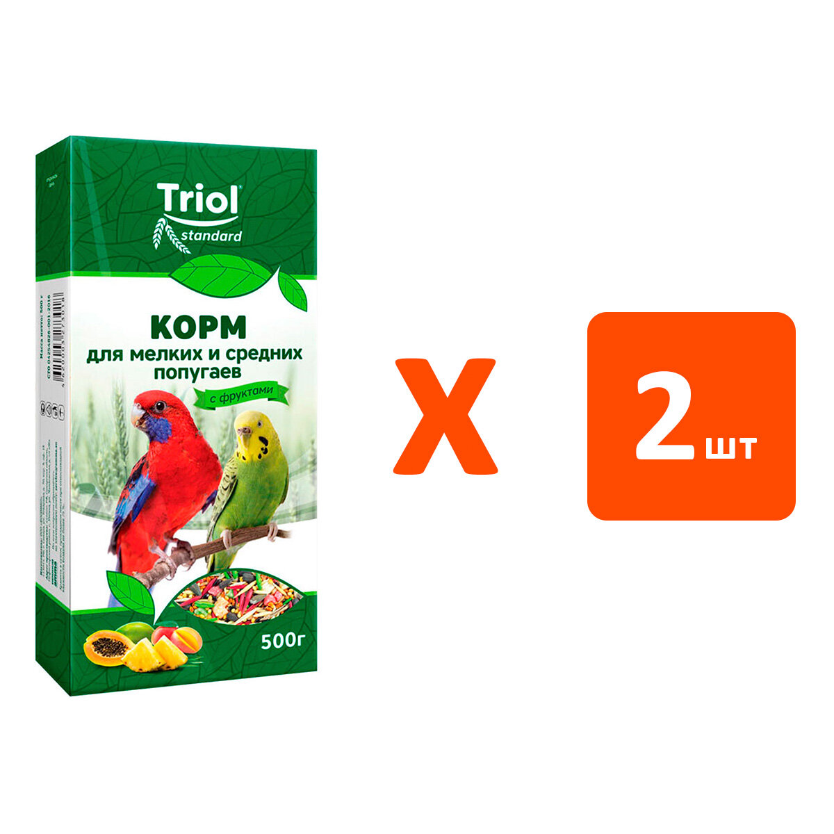 TRIOL STANDARD корм для средних и мелких попугаев с фруктами (500 гр х 2 шт)