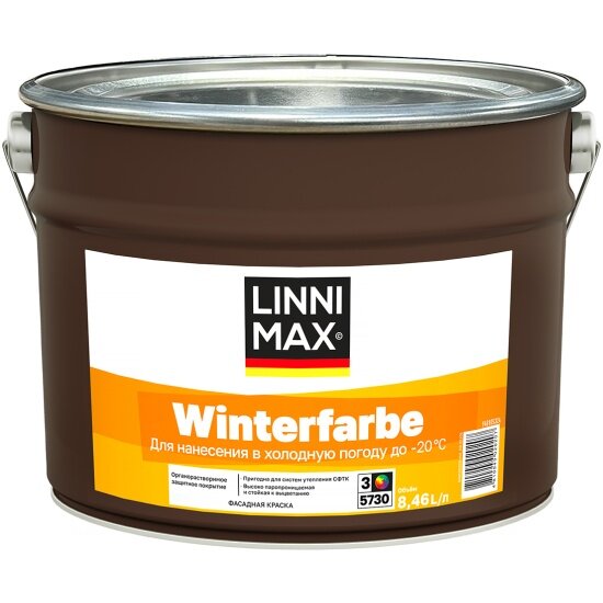 Фасадная краска Linnimax Winterfarbe, база 3, бесцветная, 8,46 л