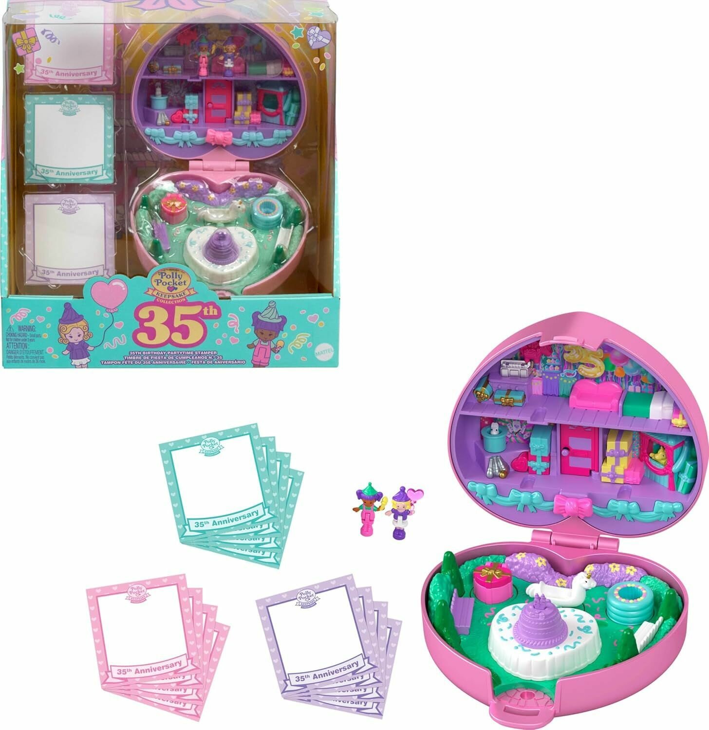 Подарочный коллекционный набор 35 лет Полли Покет Polly Pocket Collector Heritage Compact Birthday Partytime Stamper