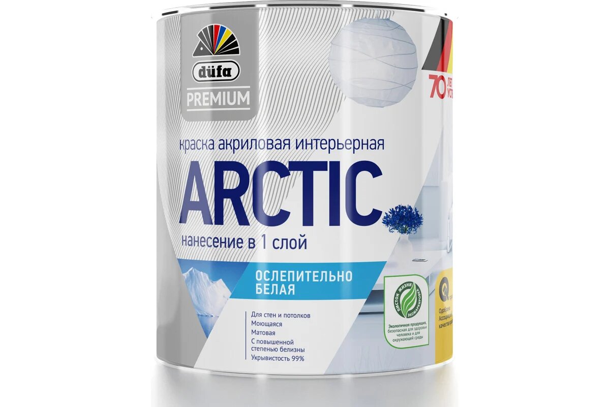 Dufa Premium ВД краска ARCTIC акриловая интерьерная ослепительно белая база 1 0,9л МП00-007241