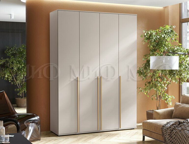 Шкаф 4х ств. (1600) Эра-мебели Норд цвет Кашемир, ручка золото, размер 1600х510 h2236мм