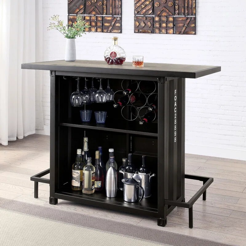 Винный стеллаж/шкаф массив дерева/металл для гостиной и кухни в стиле лофт Калао