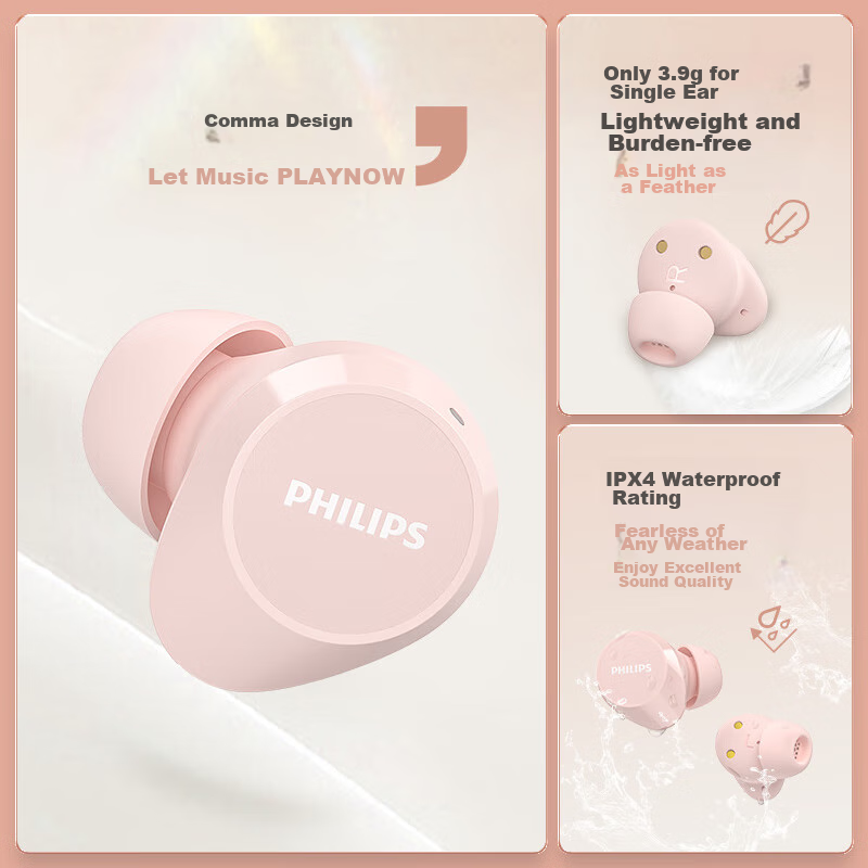 PHILIPS True Wireless Bluetooth Наушники для спорта, игр, шумоподавления, быстрой зарядки, длительного времени работы,