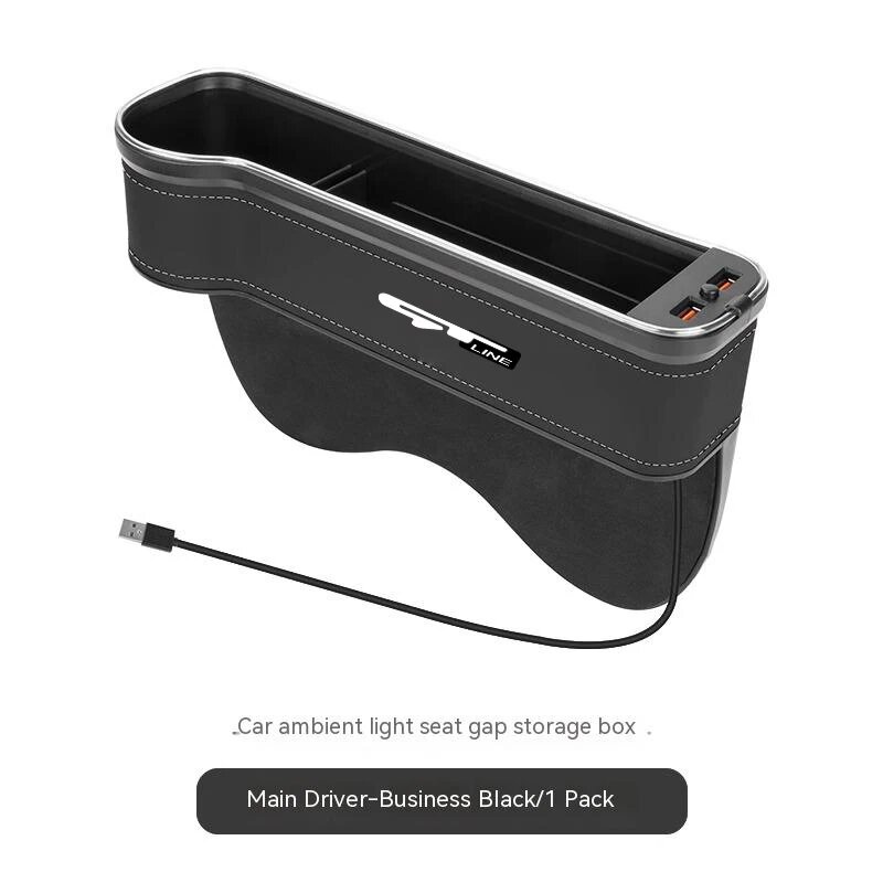 Для KIA GT Line Forte Seltos K5 Sportage Ceed Soul автомобильное сшито сиденье щелевой слот коробка для хранения с USB зарядкой автомобильные аксессуары Black left