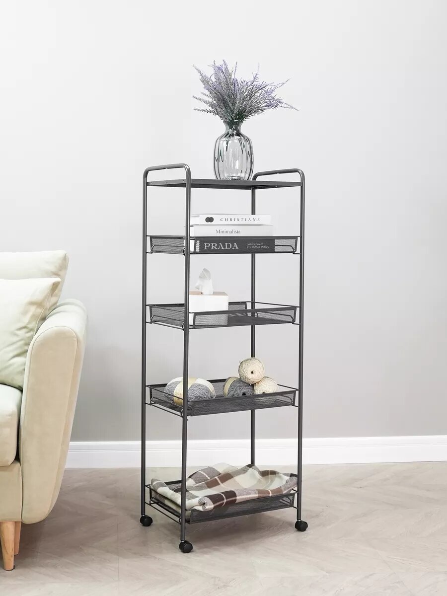 Металлическая этажерка для кухни на колесиках