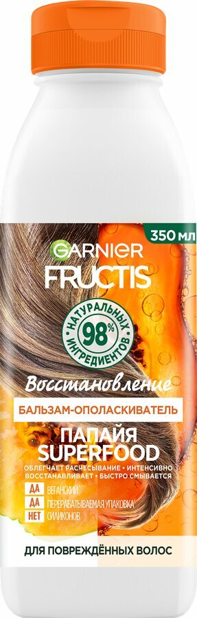 Бальзам для поврежденных волос FRUCTIS Superfood Папайя восстановление, 350мл